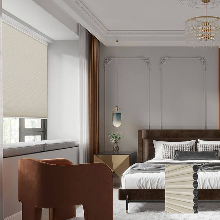 Odense 電動標準型遮光蜂巢簾冬白 (Winter White) – 元素選品