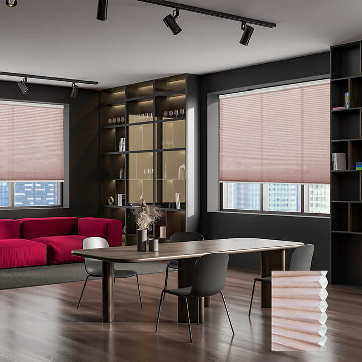 Odense 電動標準型半透光蜂巢簾甜粉 (Roseate) – 元素選品