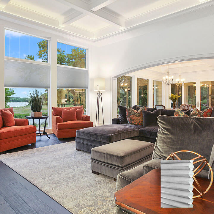 Odense 手提上下開合半透光蜂巢簾亮灰 (Gray Sheen) – 元素選品